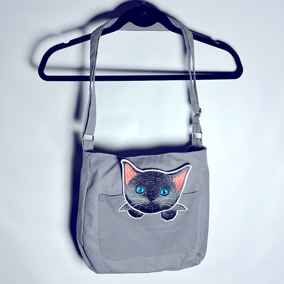 Accessories | Kitty Cat Adjustable Shoulder Strap Messenger Bag Gray ...